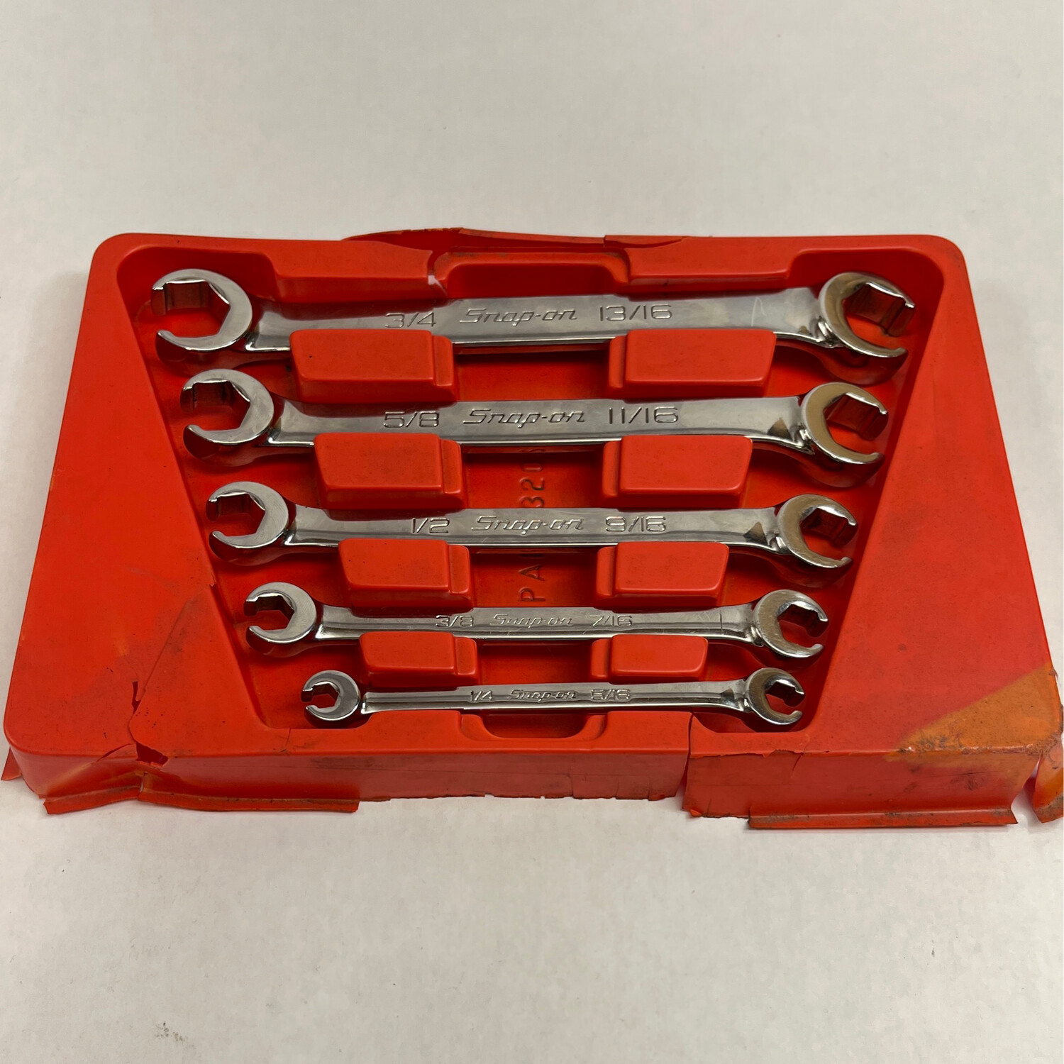 Snap On 5 Pc. 6-Point SAE Flank Drive Double End Flare Nut Wrench Set ...