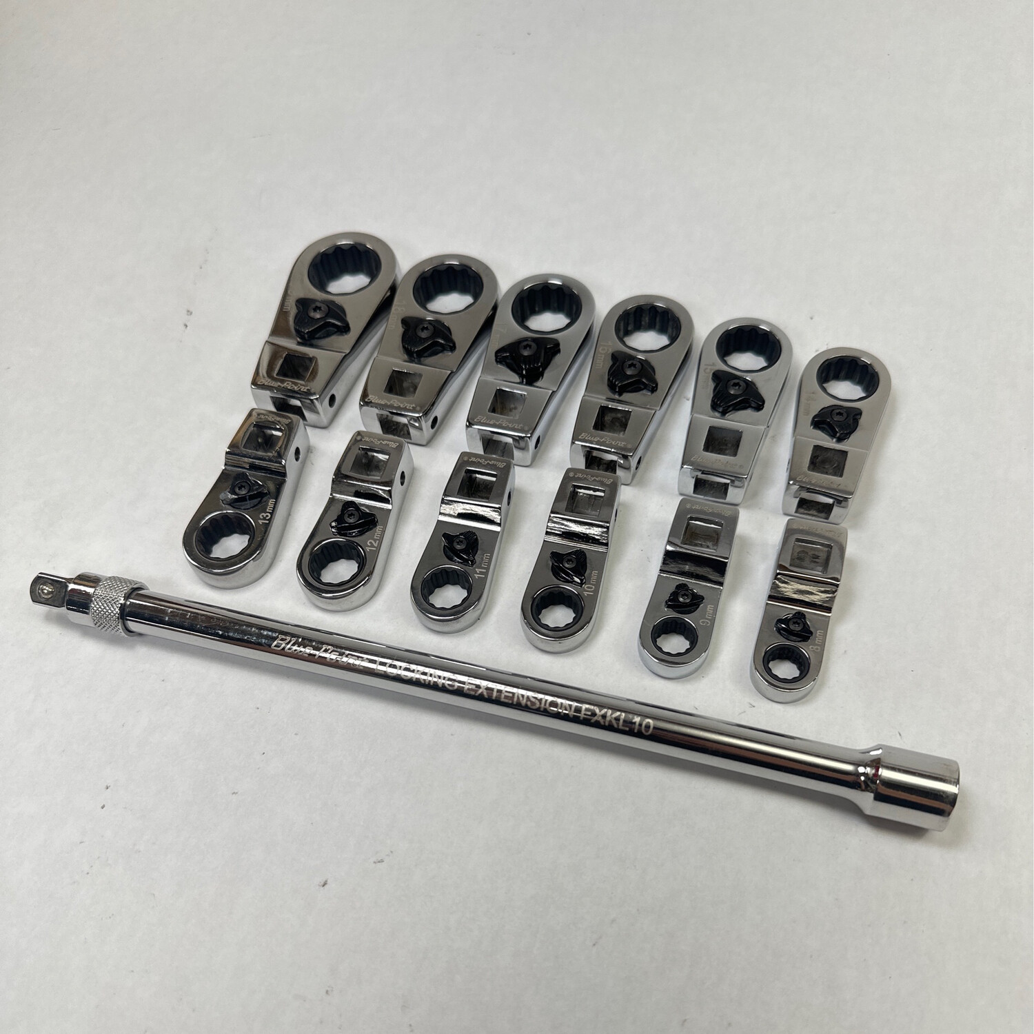 Blue Point 13 pc 3/8" Drive 12-Point Metric Ratcheting Crowfoot Wrench ...