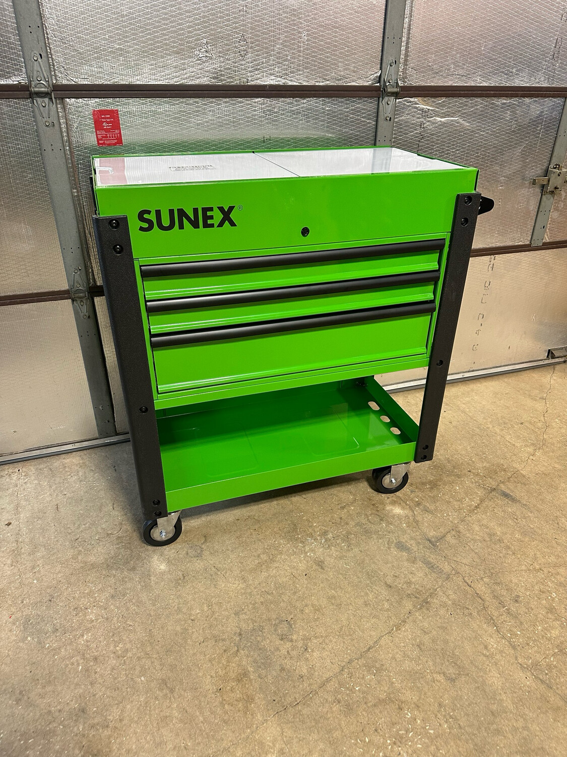 Sunex 3 Drawer Stainless Slide Top Utility Cart W/Power Strip- Lime ...