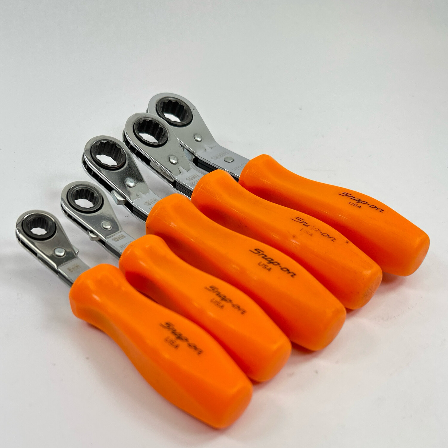 Snap On 5pc Metric Orange Hard Handle Metric Ratcheting Wrench Set (8 ...