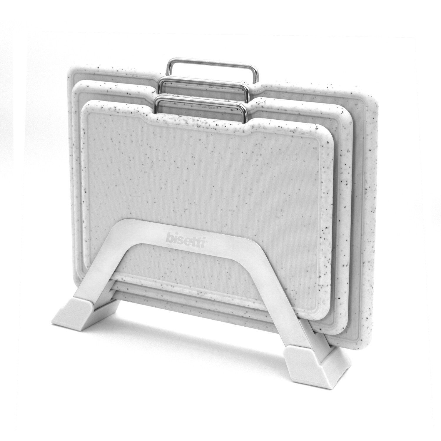 Set 3 Taglieri "Stonewhite" effetto granito con rack in acciaio ...