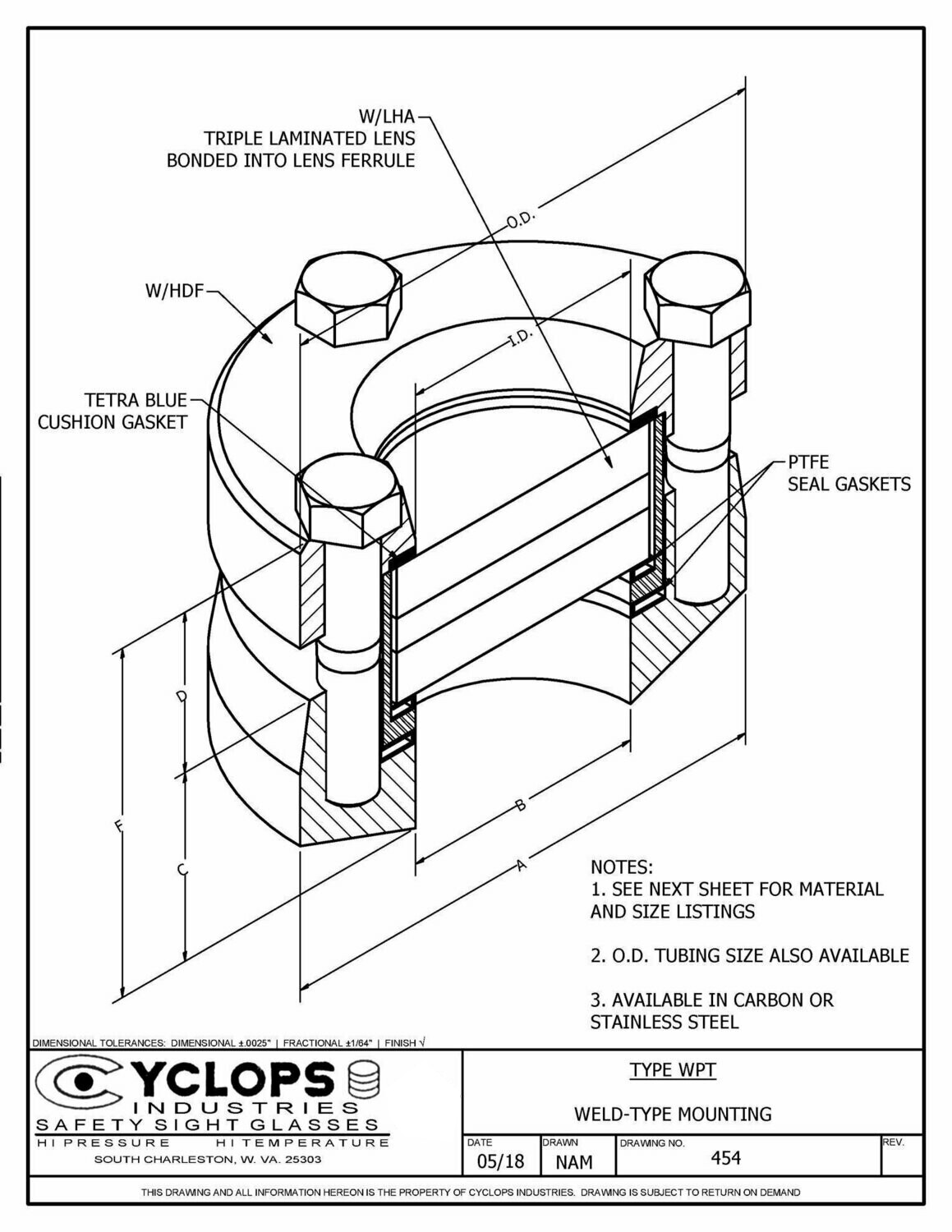 Cyclops Industries, Inc.: CR Weld-on Sight Glass