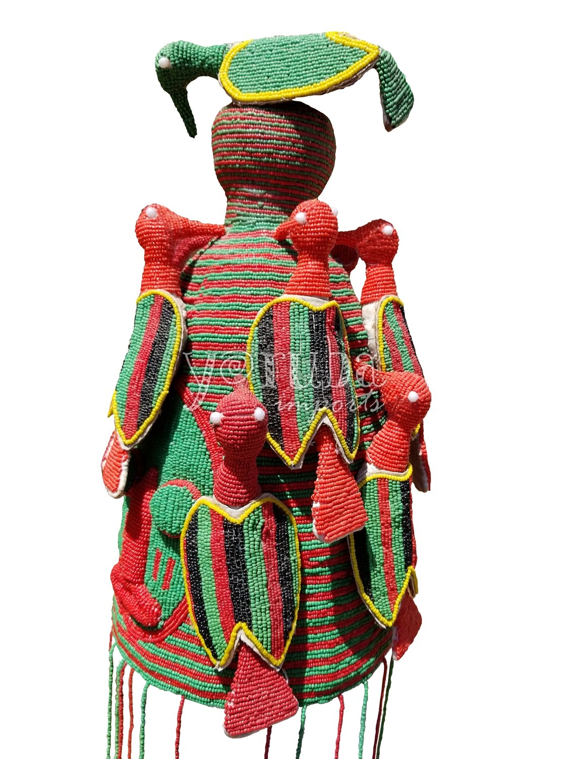 Ade - Beaded African Crown with Birds