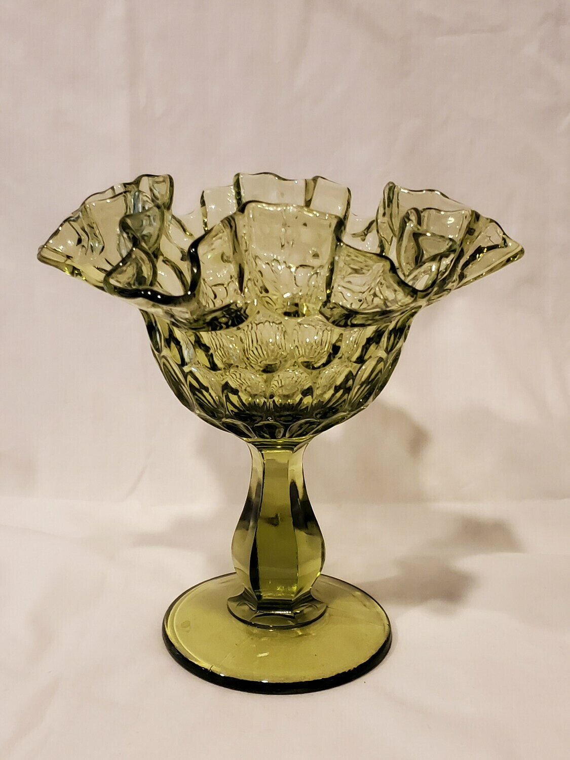 Fenton Compote, Colonial Green, Thumbprint