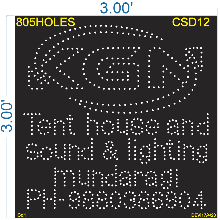 CSD12 SHOP NAME 3X3 FEET 805HOLES