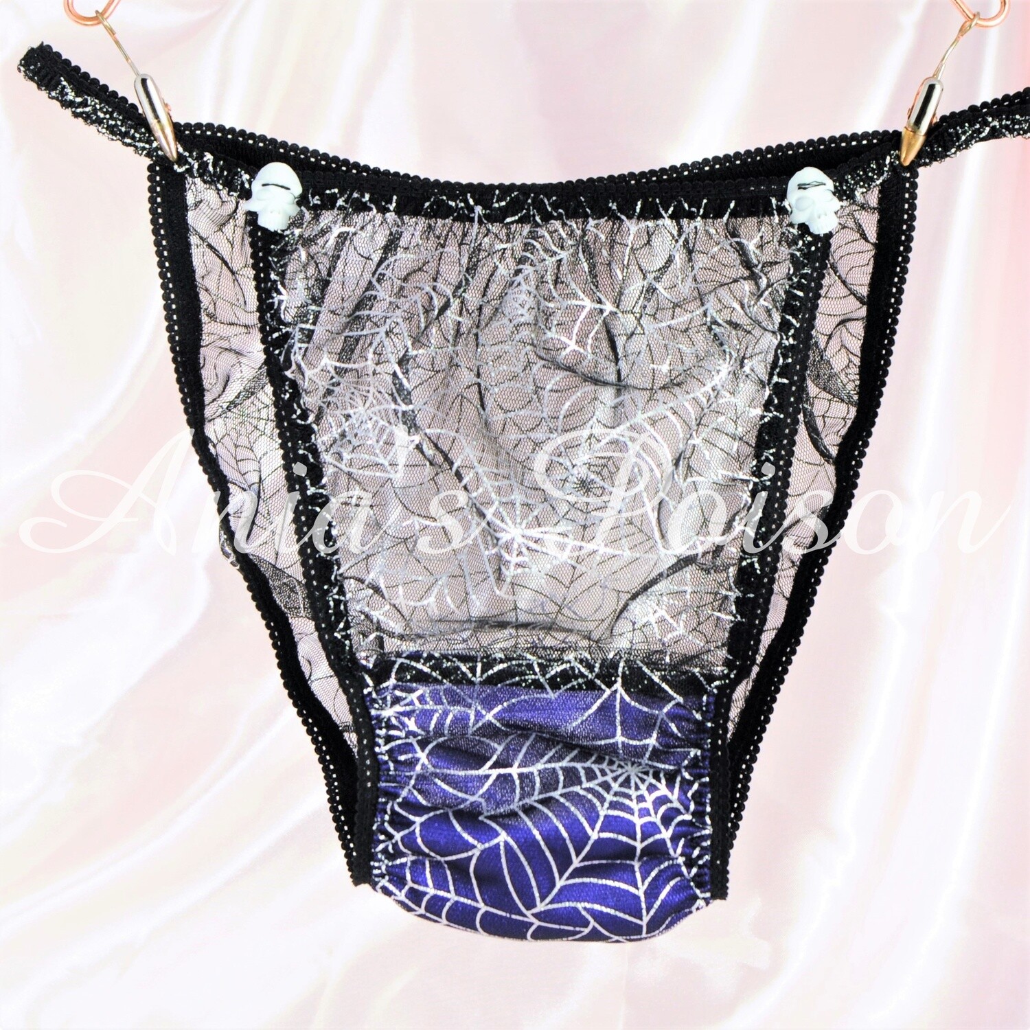 Mens Halloween Collection Sheer Sparkle Spider Web Mesh Glitter String