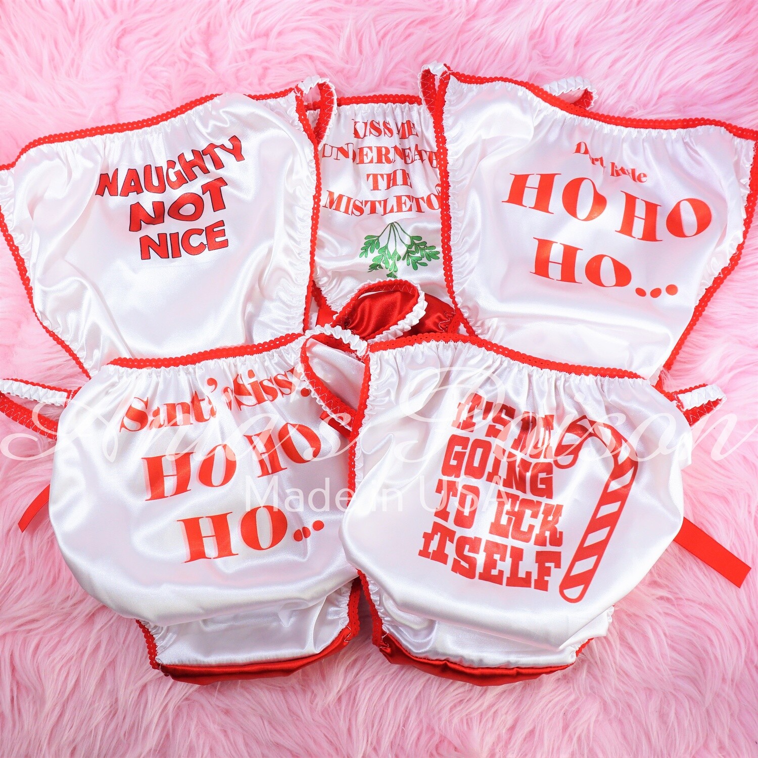 Ania’s Poison cut CHRISTMAS Panties Naughty Text Santa’s SISSY Mistletoe 6 Choices! 100% ...