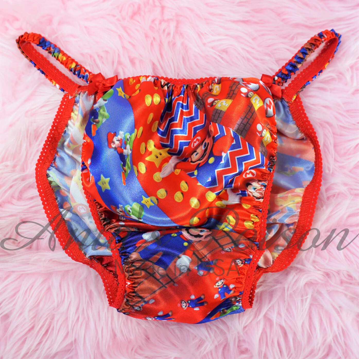 Satin Panties – Ania’s Poison Cut sissy MENS SATIN Red Mario Characters ...
