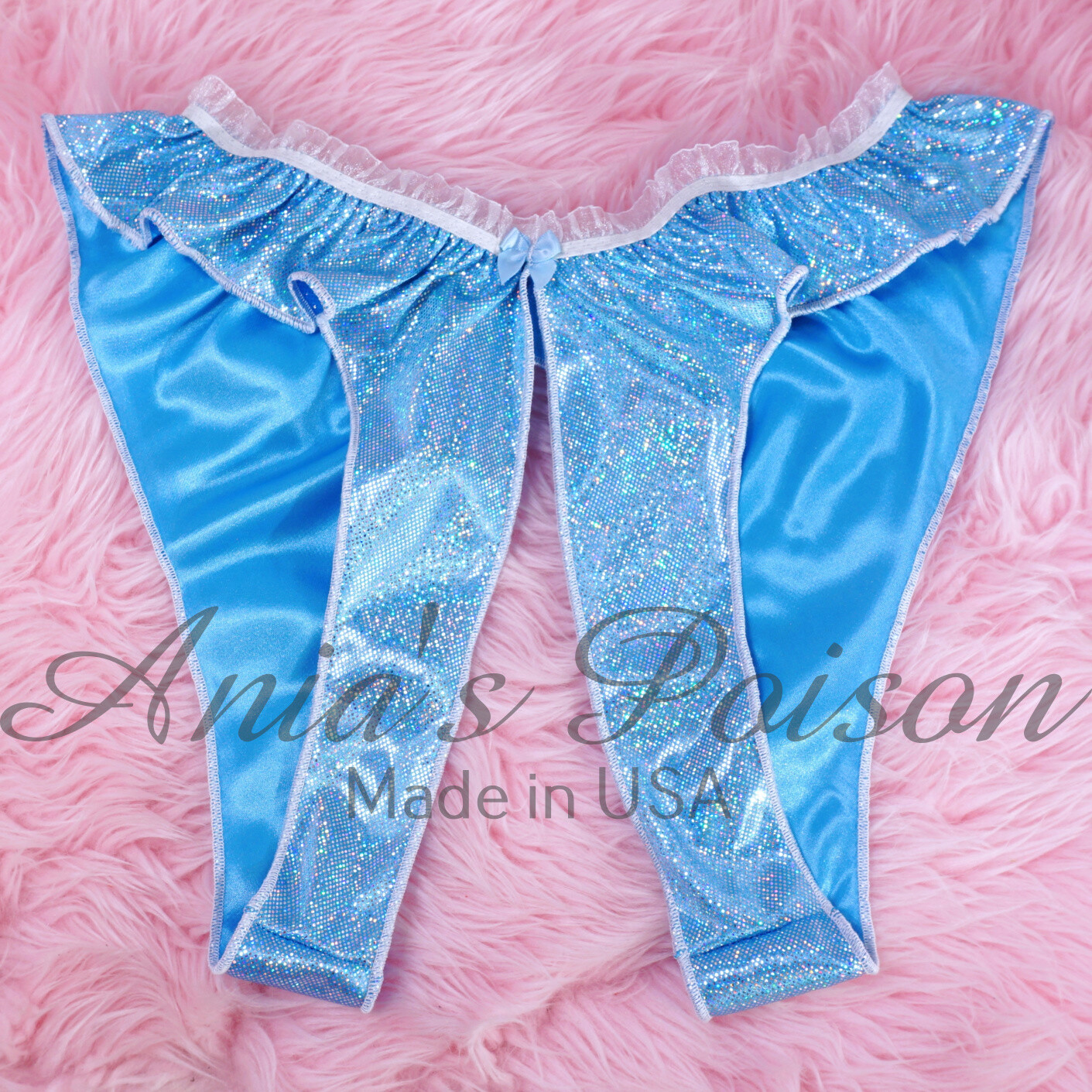 Anias Poison Unisex Open Crotch Crotchless Butterfly Shiny Pink