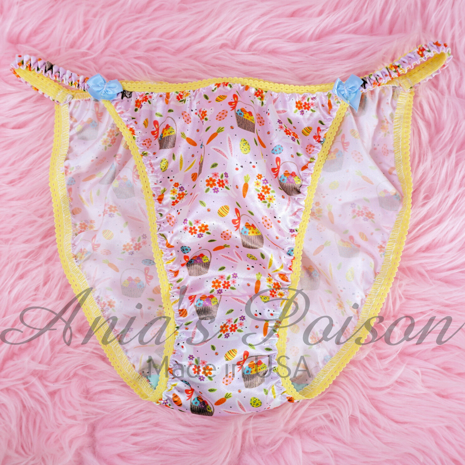 Lace Duchess Classic 80’s cut EASTER Pink and blue Eggs Bunny Print ...