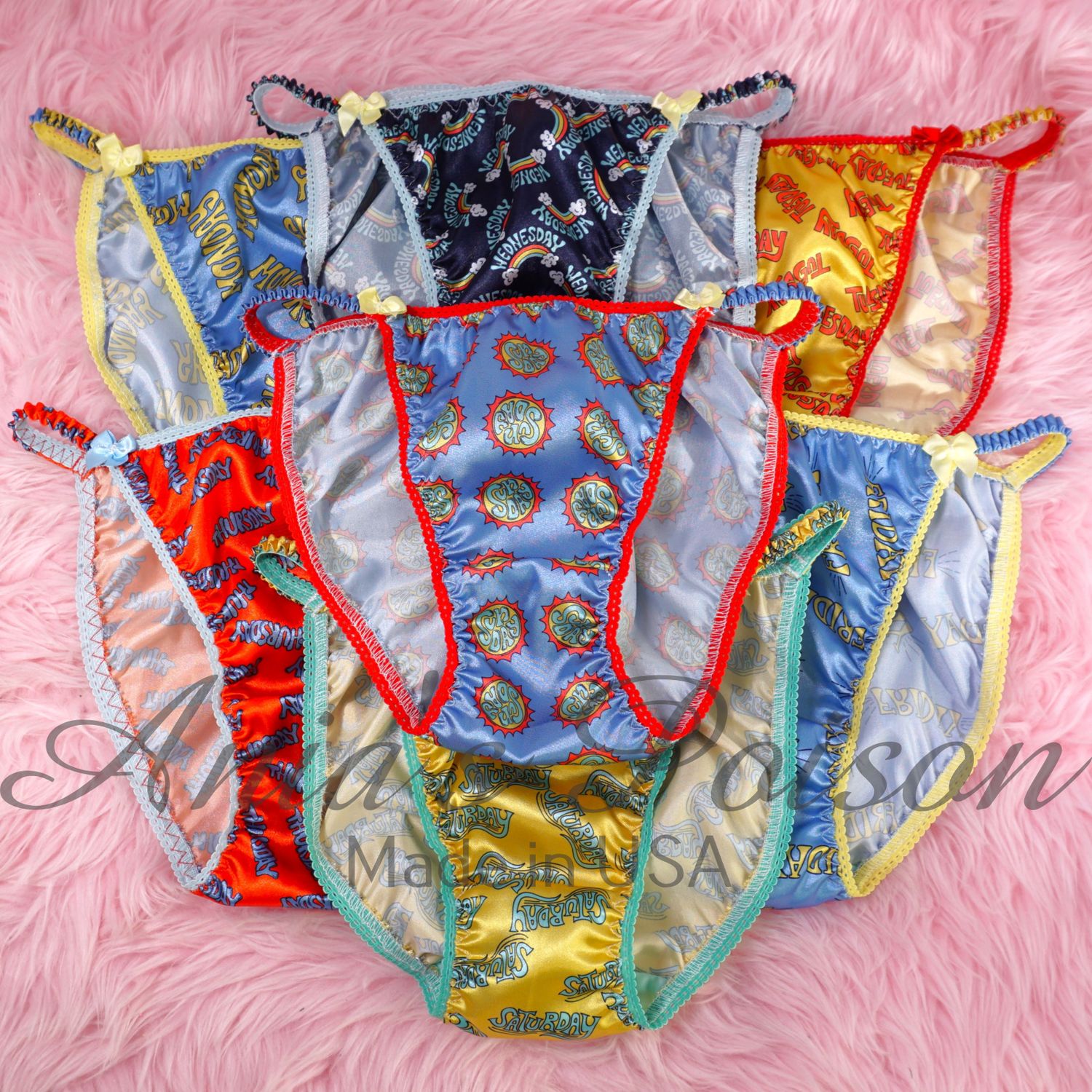 Ladies DUCHESS Cut – Days of the week Monday – Sunday Satin Silky ...