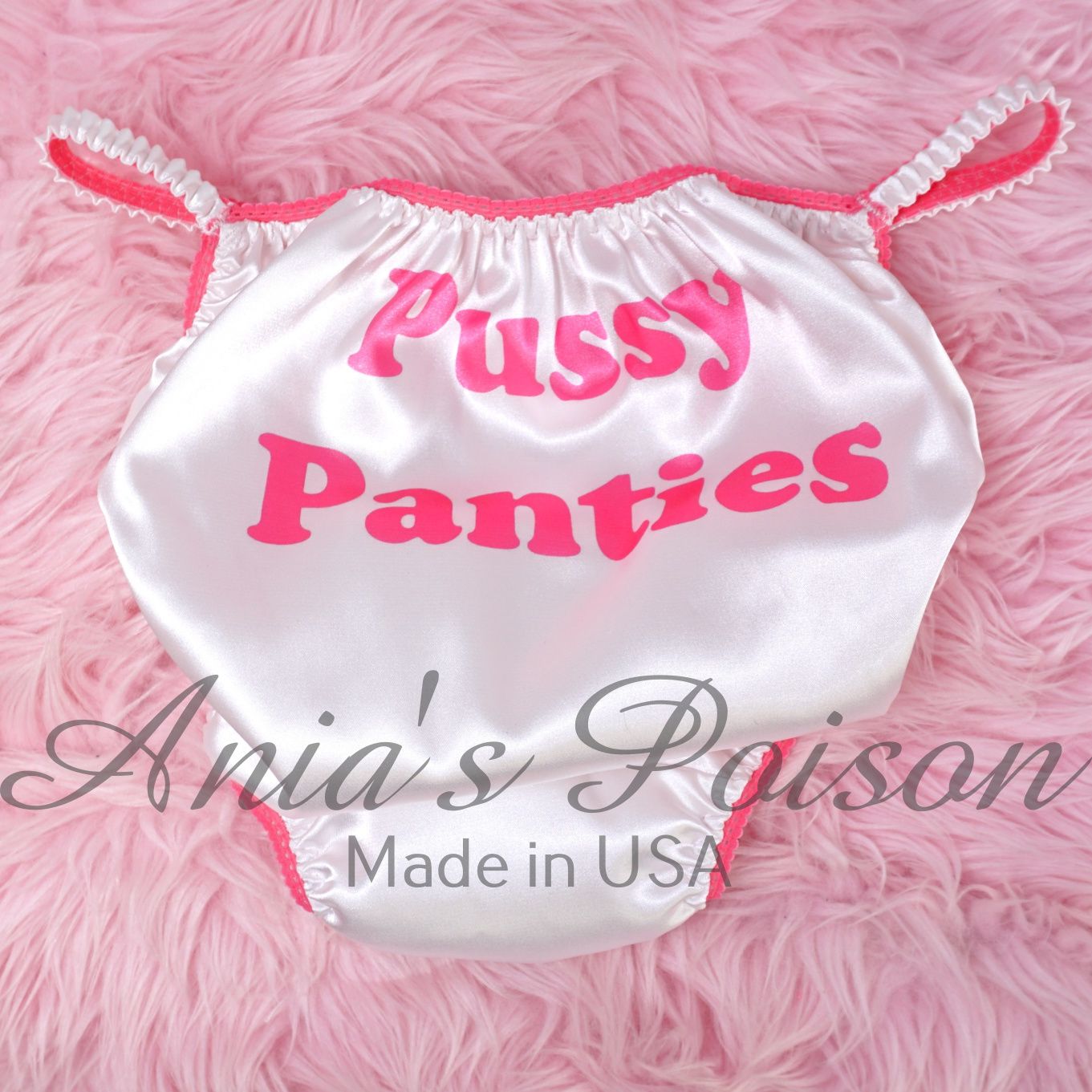 Sissy Satin Pussy Panties Humiliation Panties Front Print Shiny Wetlook Humiliation Naughty Men