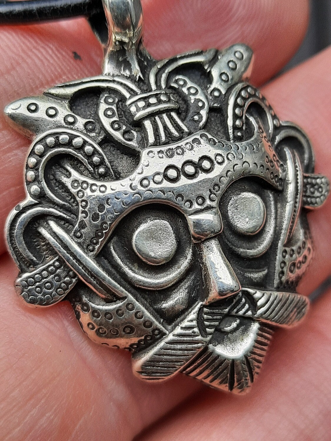 Viking Warrior Head Pendant - Odin's Mask with Algiz Rune - Amulet ...