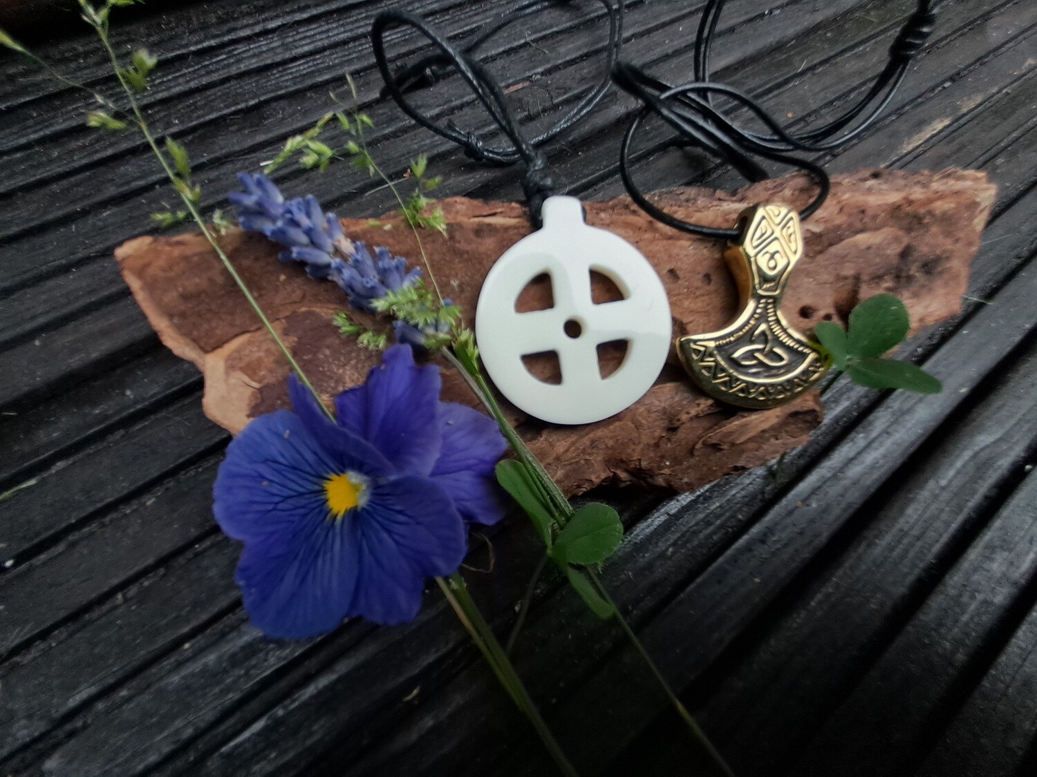 Handmade Mjolnir and Bone Solar Amulet devoted to God Odin, Viking ...