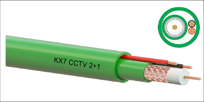 CABLE KX7 AVEC ALIMENTATION DE 0.50MM - BOBINE 500M - VERT - ESTEL