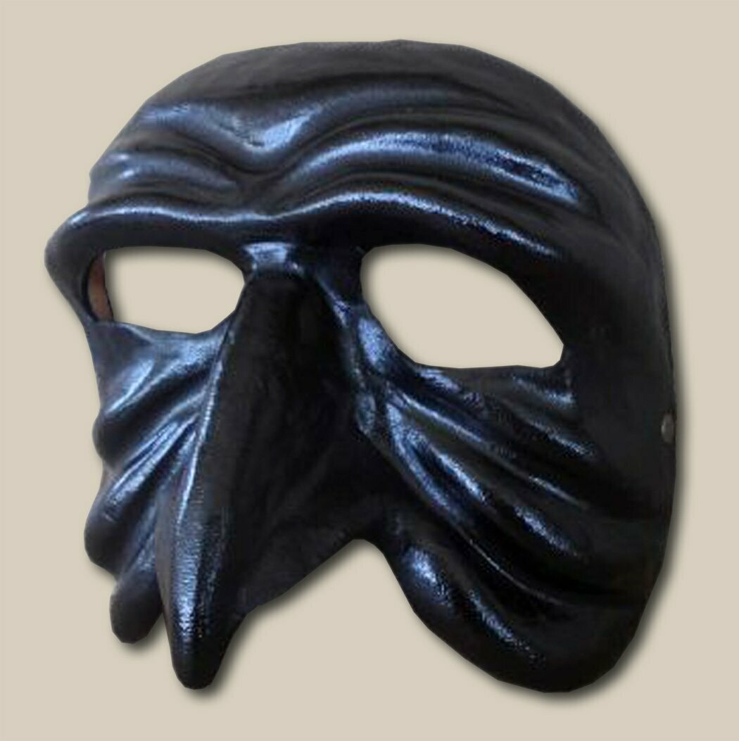 Stenterello nero di cuoio per la Commedia dell' Arte - Ledermaske
