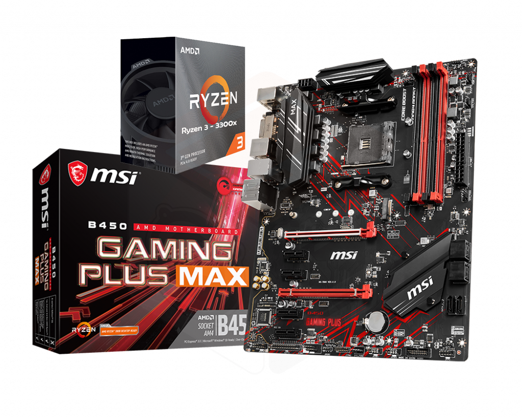AMD Ryzen 3 3300X Quad-Core 3.8 GHz + MSI B450 Gaming Plus Max ...