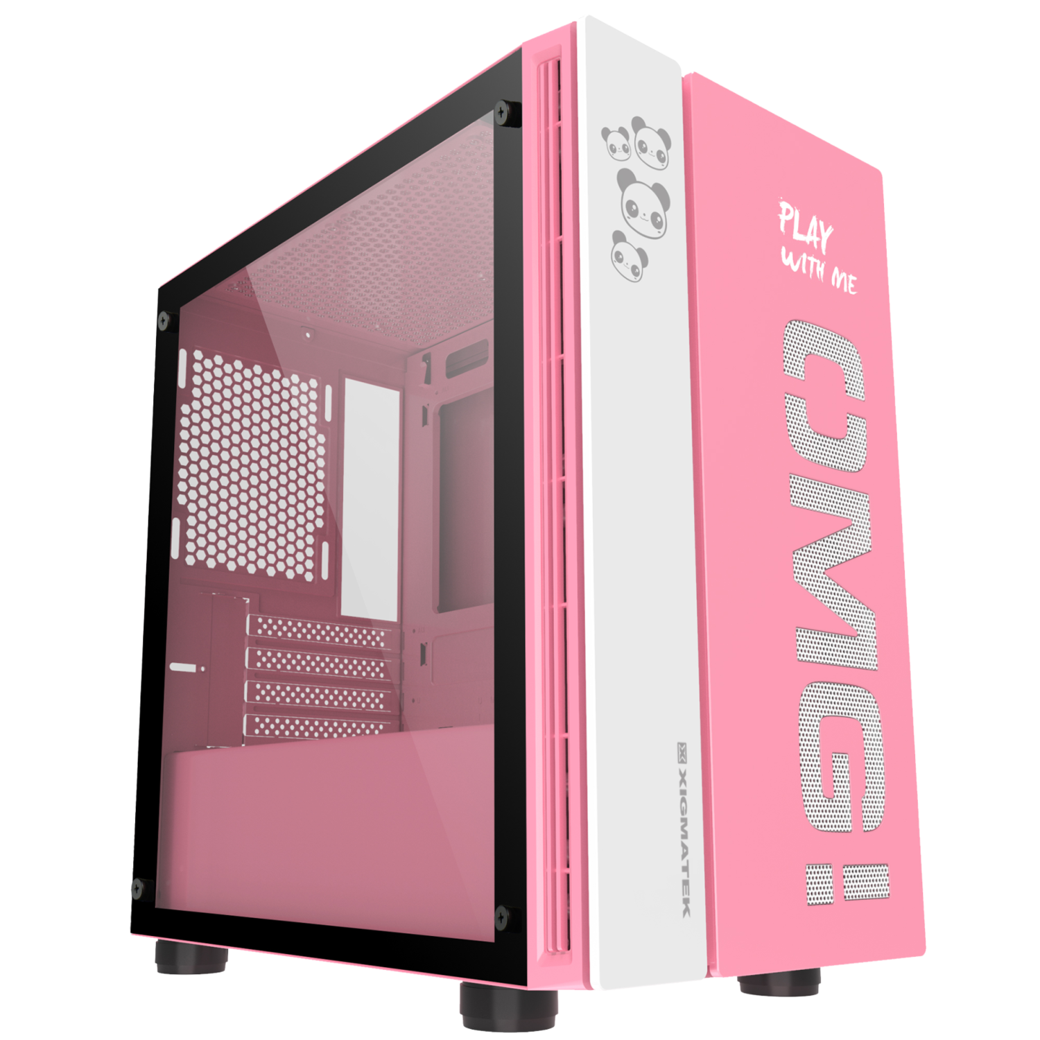 iForgame OMG PINK Tempered Glass MATX Case ( Free 3x ARGB 120mm Fans )