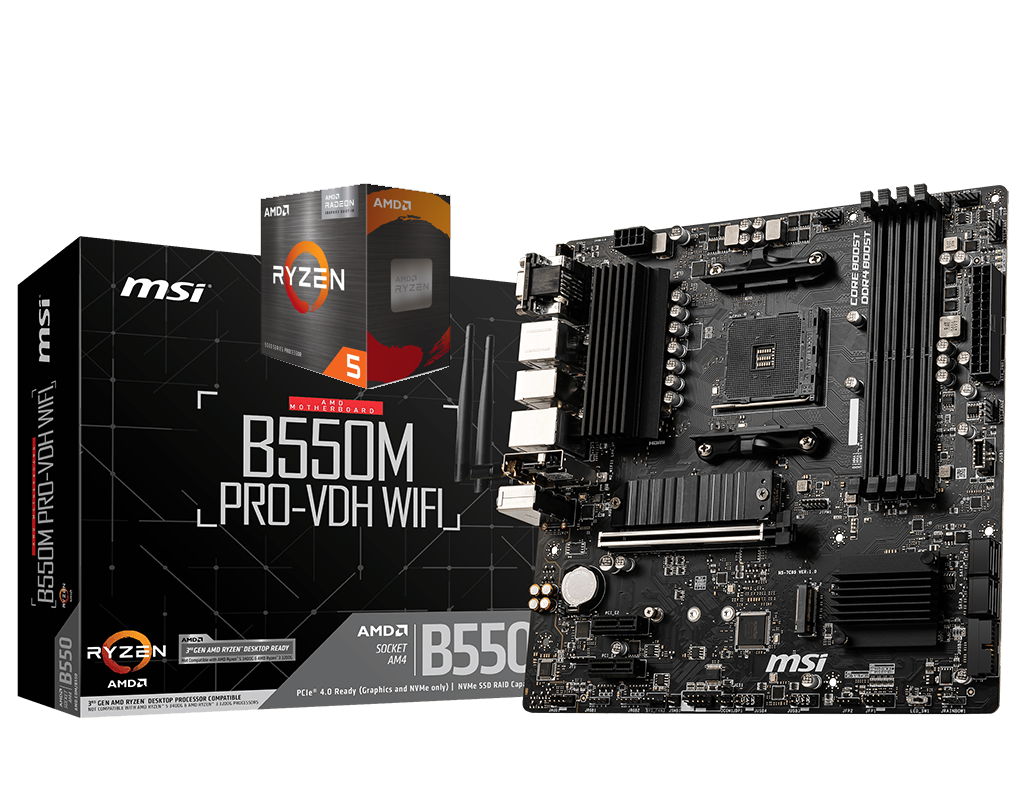 AMD RYZEN 5 5600 6-Core 3.5 GHz (4.4 GHz Max Boost) + MSI B550M PRO-VDH ...