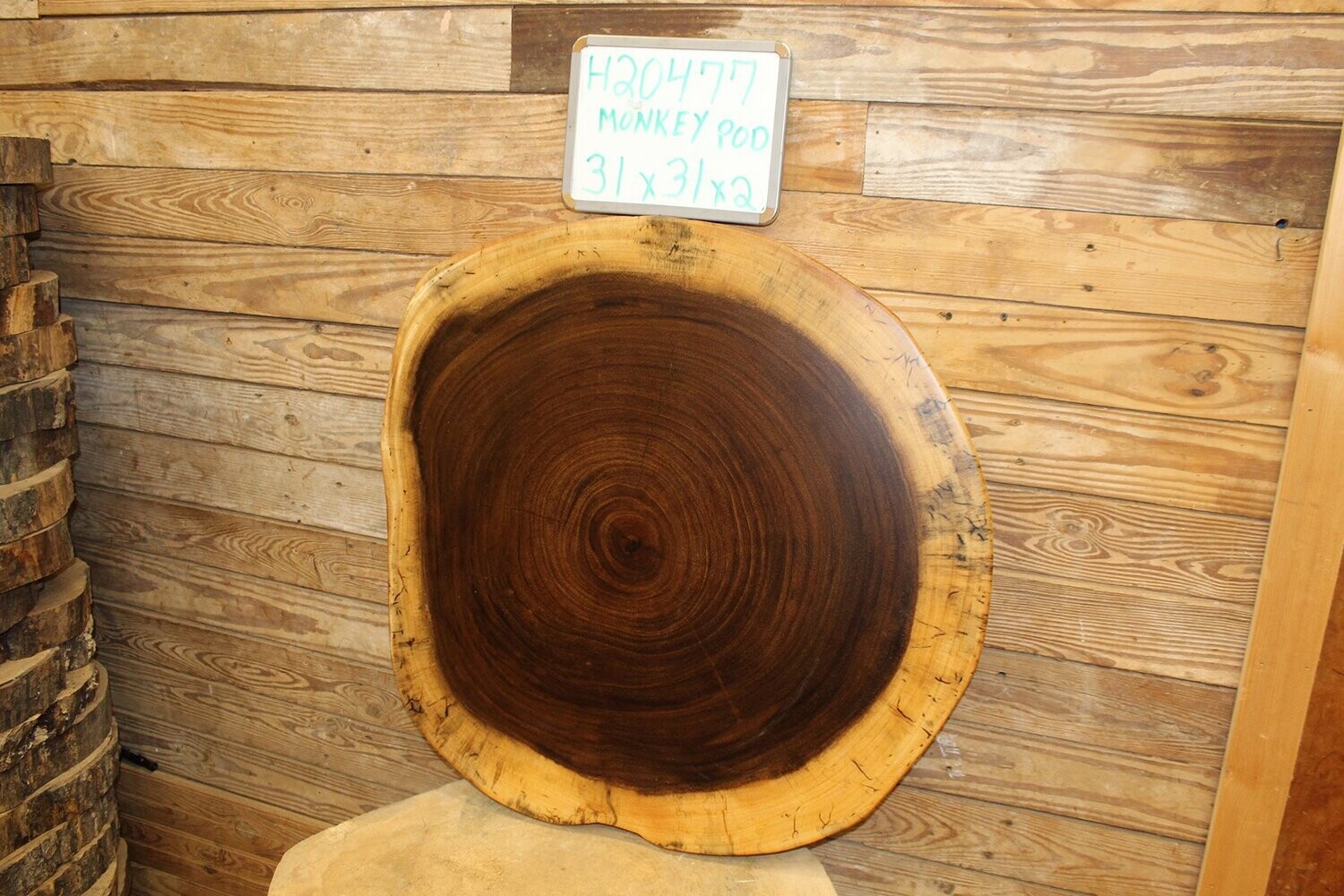 Live Edge Cross Cut Monkey Pod with Epoxy and Lacquer