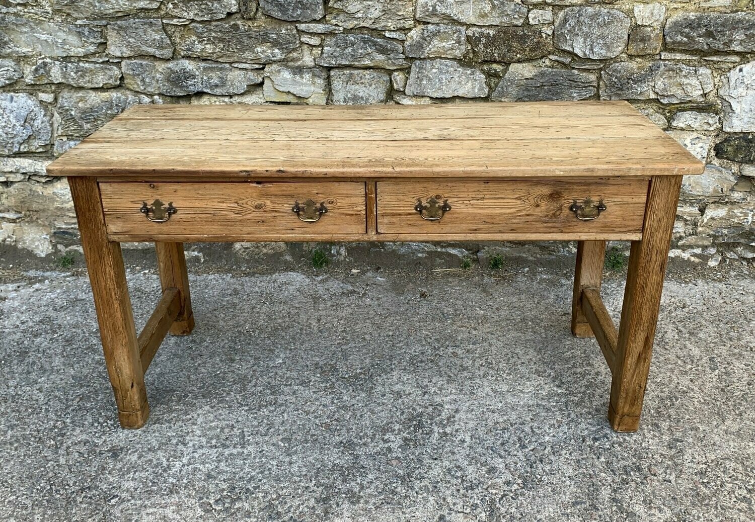 Narrow Antique Pine Farmhouse Table