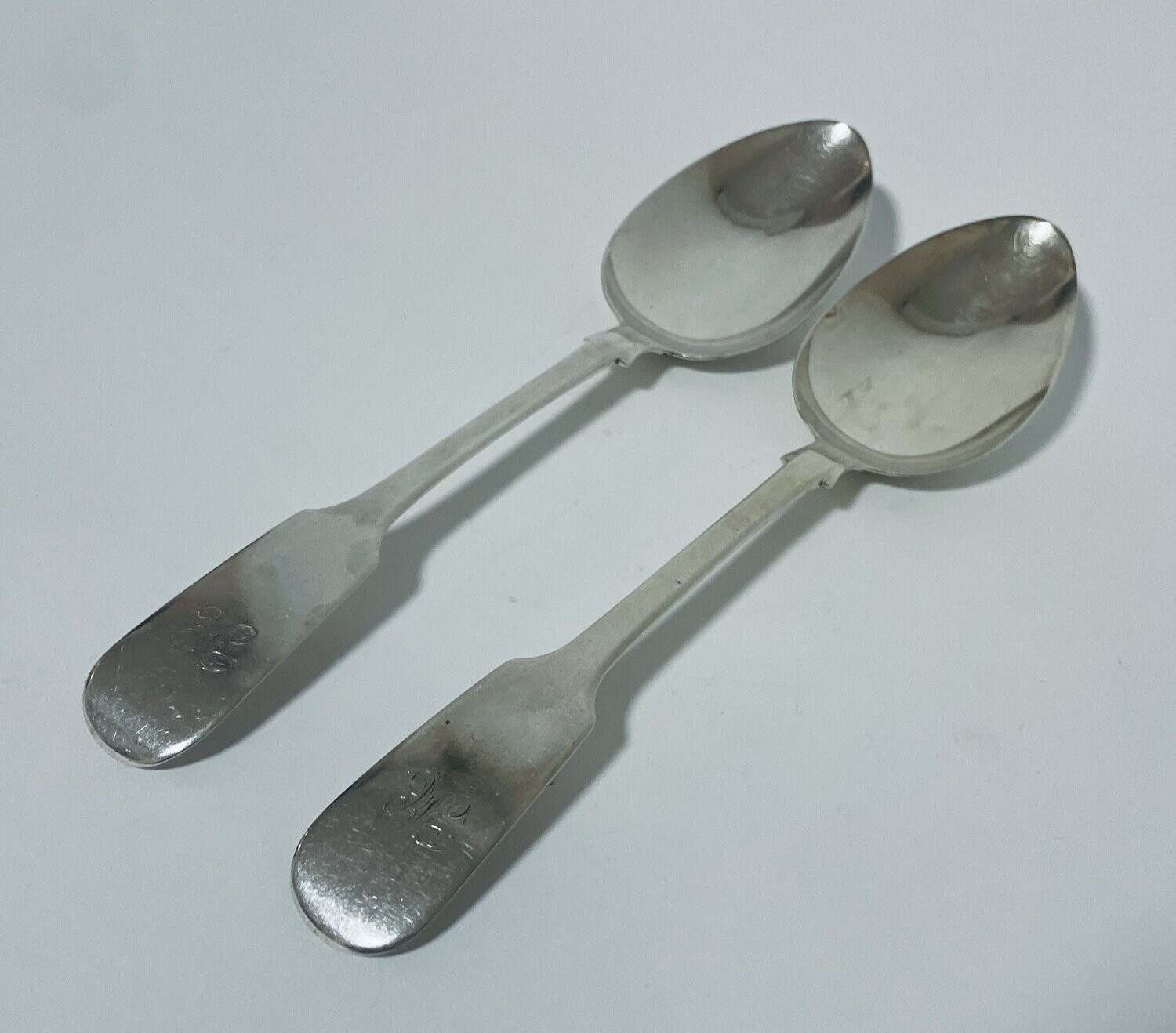 Pair of Georgian Exeter Silver Serving Spoons