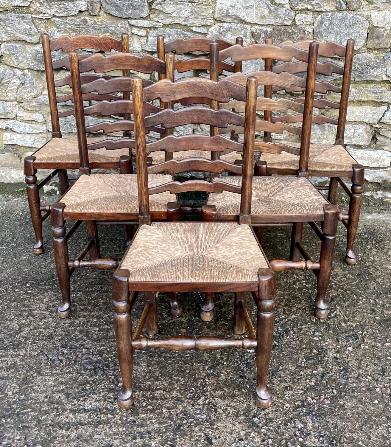 Set of 6 Oak Ladderback Chairs