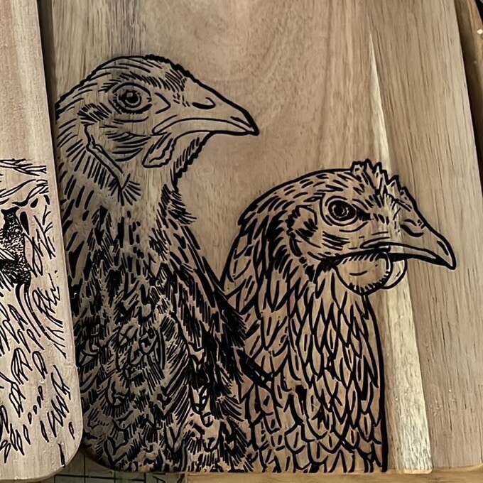 DIGITAL LASER FILE - Hand Drawn Chickens- SVG, DXF