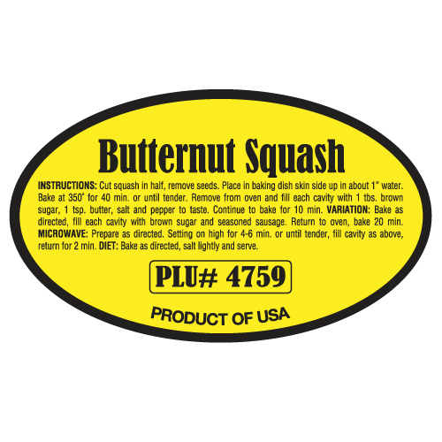 Butternut Squash - Produce Labels Order Labels Online | Store - Produce ...