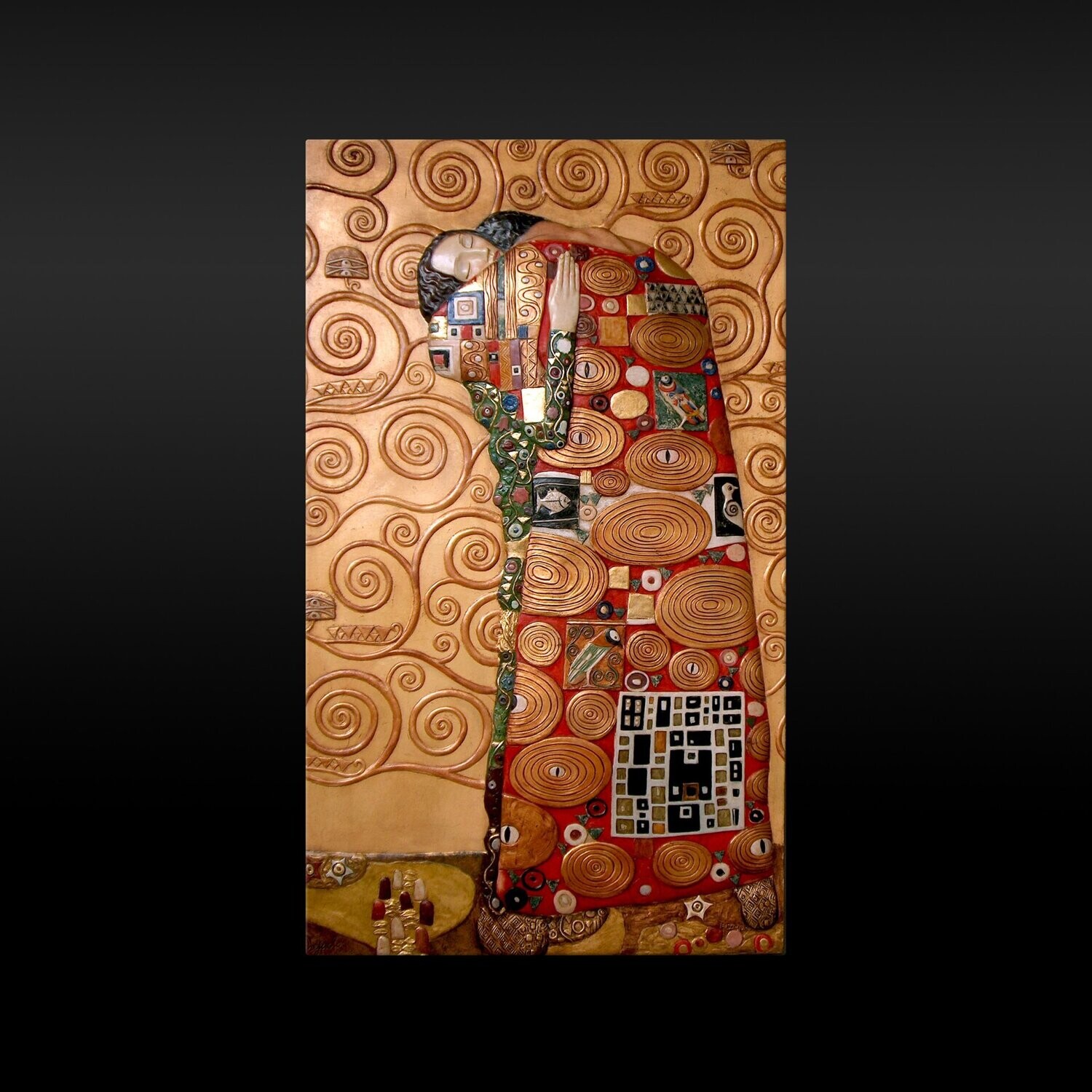 El Abrazo de Klimt. Cuadro en relieve. Arte Orejudo