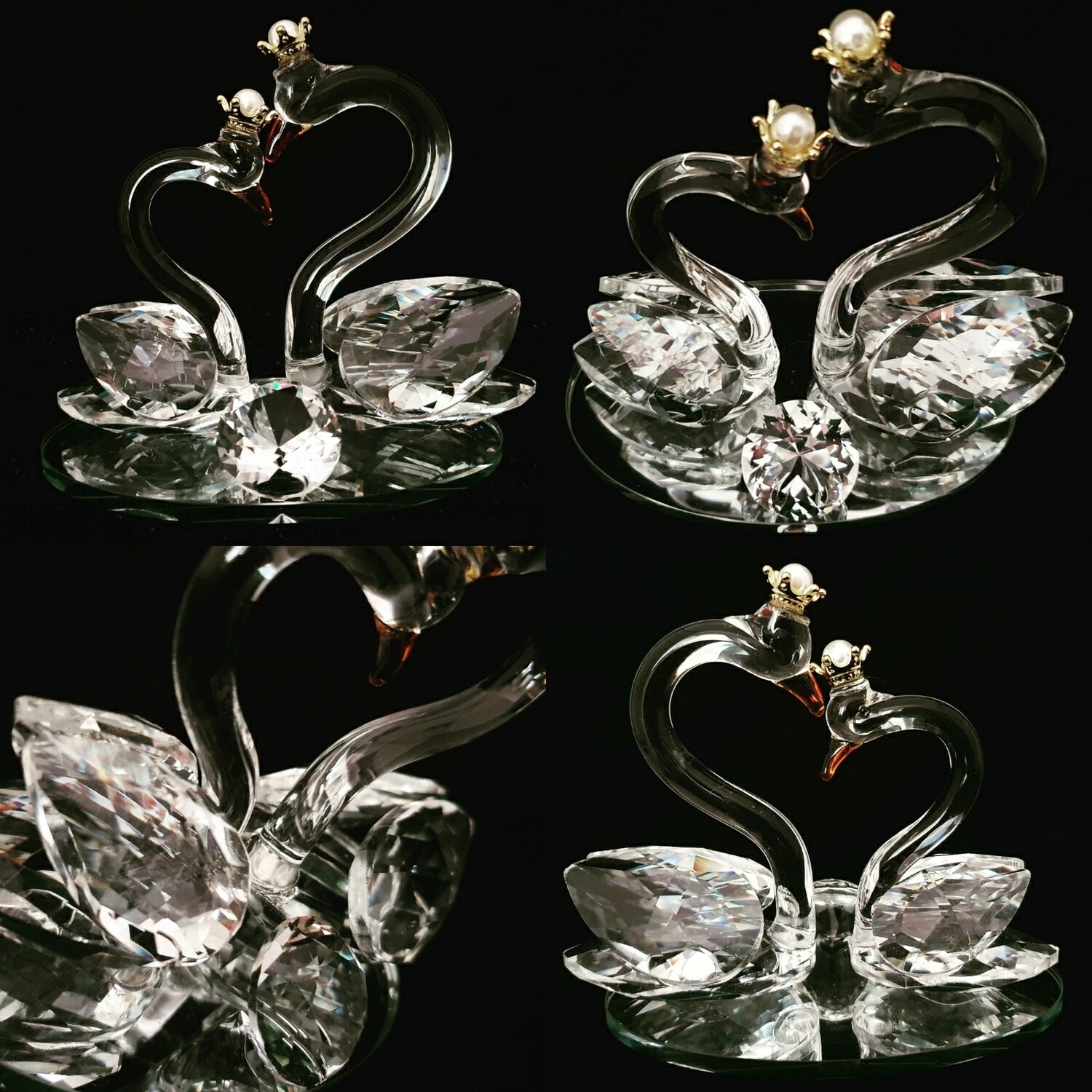 Small Crown Swan Couple Mirror Base* -Cut Glass Crystal- – Store – Gift ...