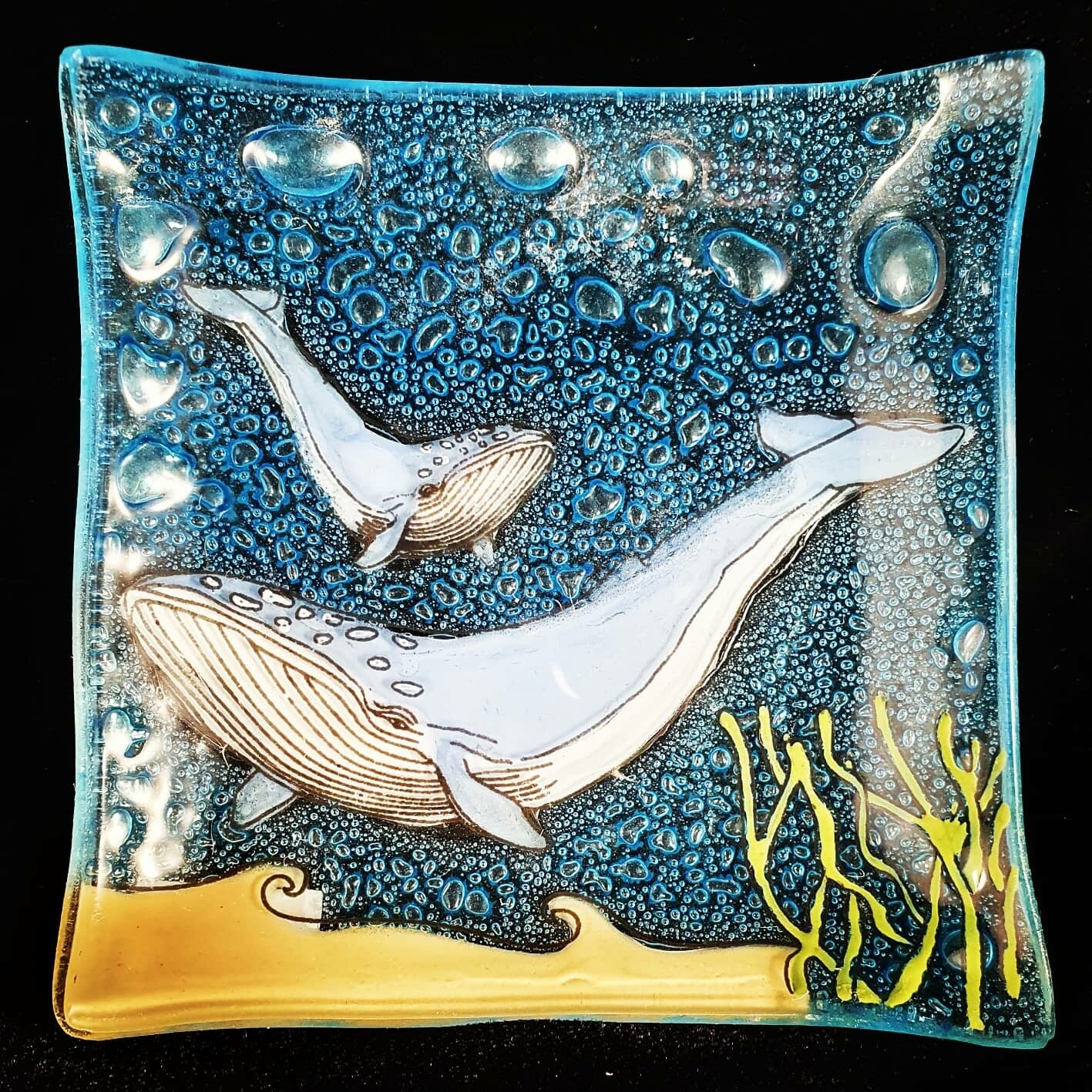 Humpback Whales Slump Plate* – Gift of Glass – We specialise in hand ...