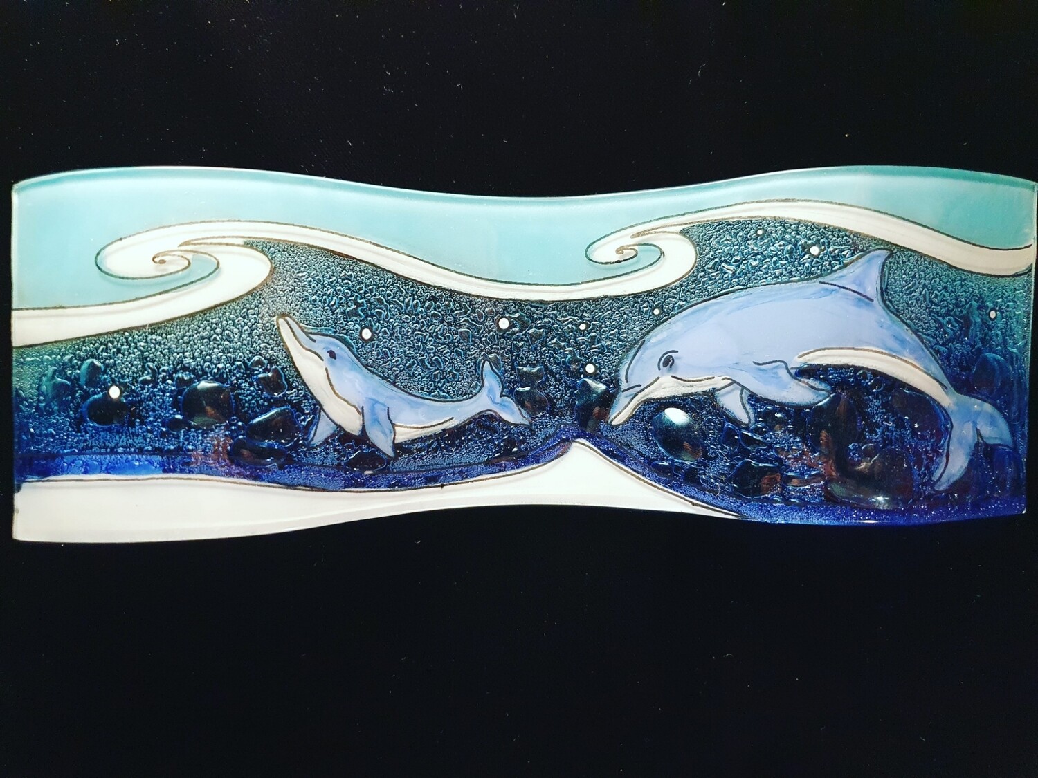Dolphin Pair Long Slump Plate* – Store – Gift of Glass