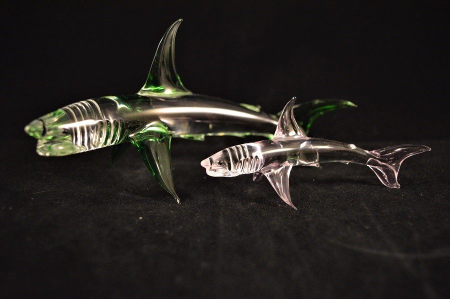 Hand Blown Glass Reef Shark Figurine – Store – Gift of Glass