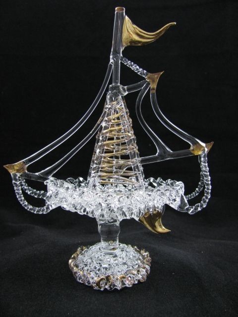 Hand Blown Glass Lace Ship with 24crt Gold Highlights – Gift of Glass ...