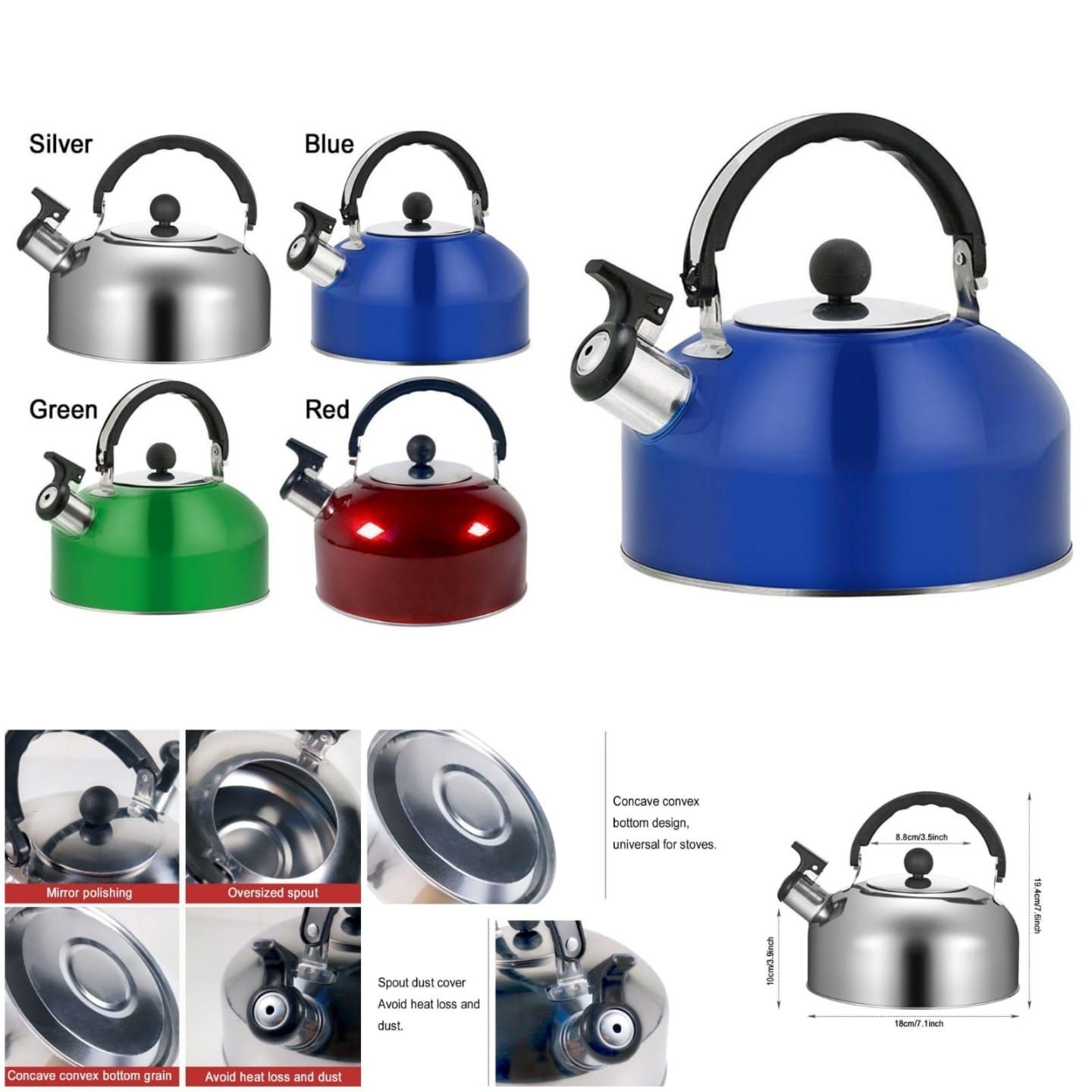 COLOUR STOVE KETTLE 3L