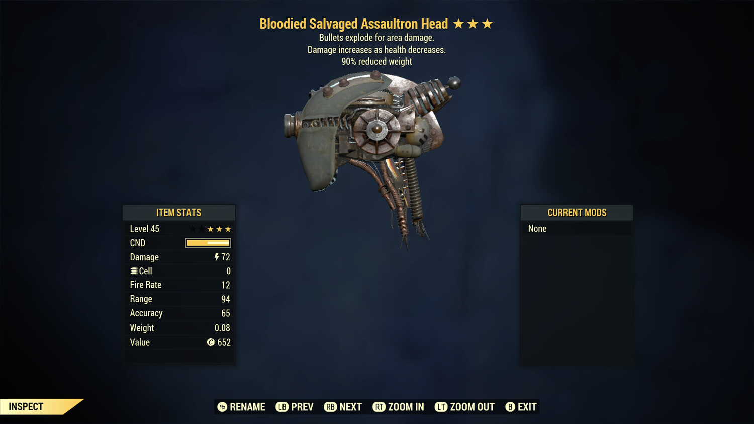 LEGACY Bloodied Explosive 90 Assaultron Head
