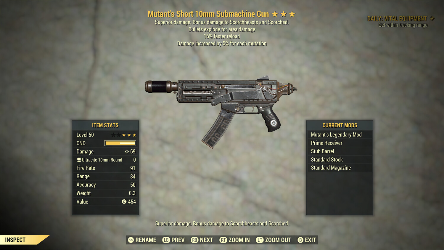 Mutant Explosive 15r 10mm Submachine Gun