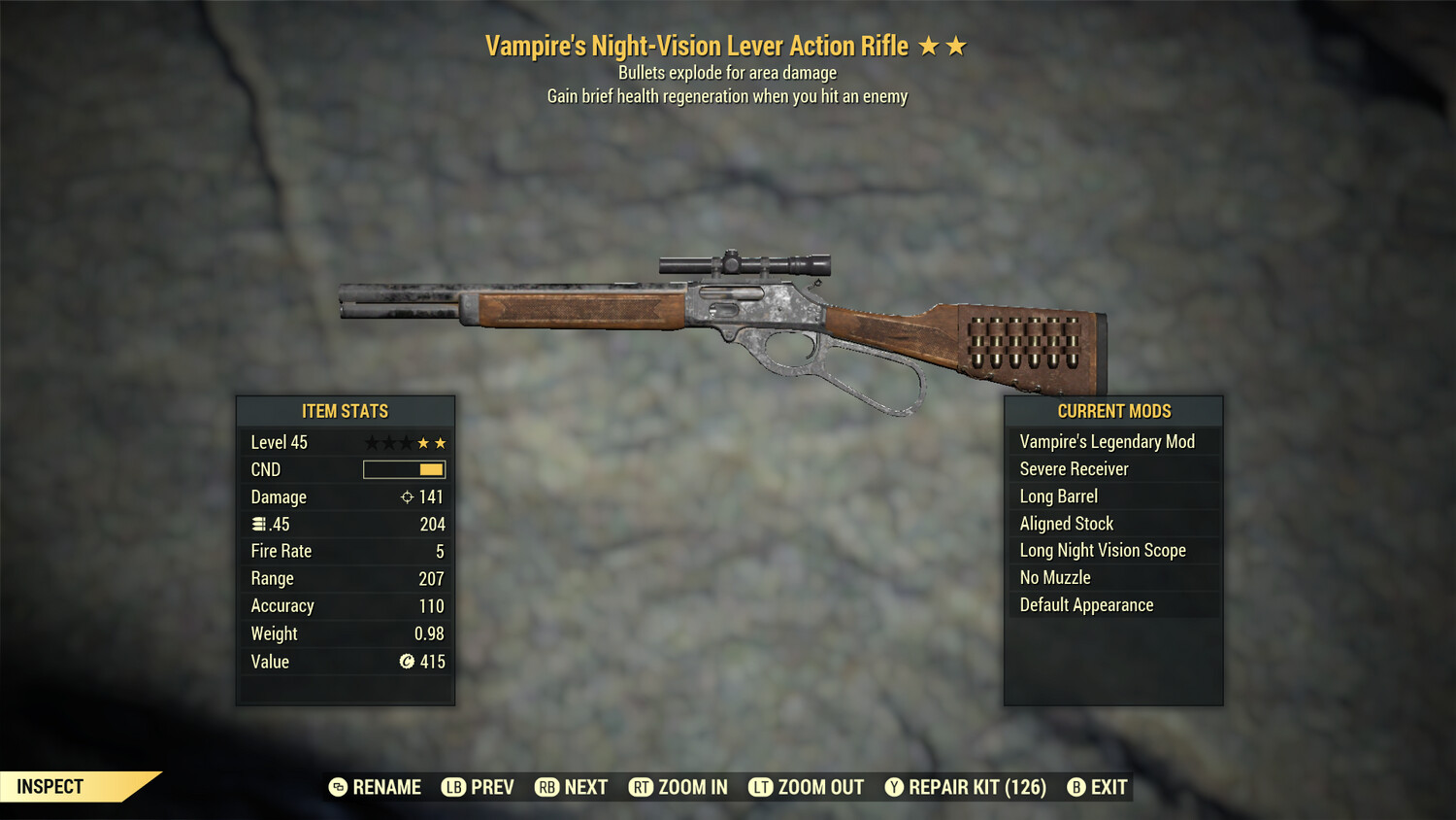 Vampire Explosive Lever Action Rifle