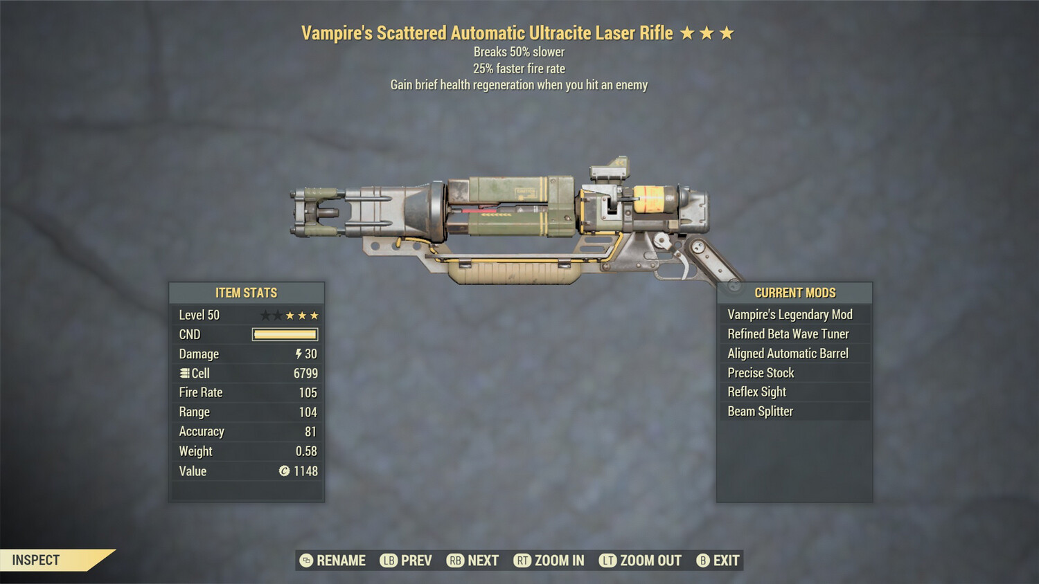Vampire 25/Durability Ultracite Laser Rifle
