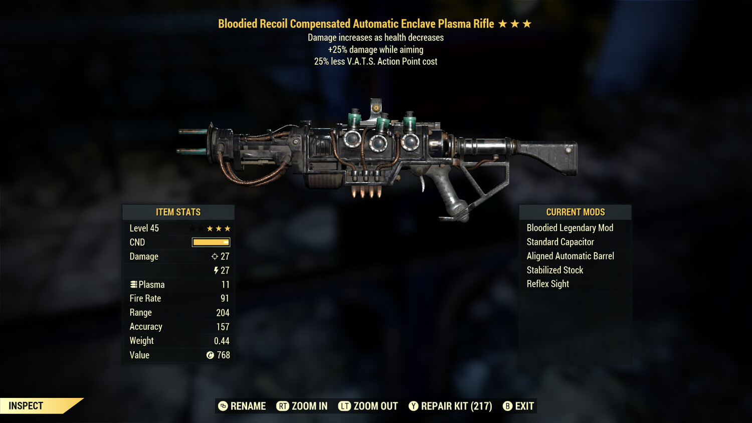 Bloodied 25A/25 Enclave Plasma Rifle With Flamer Mod Box