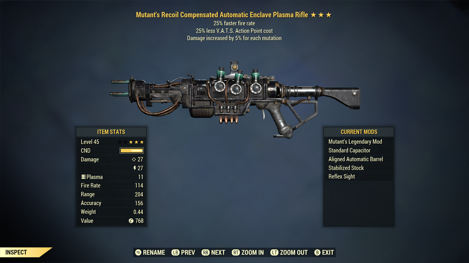 Mutant 25/25 Enclave Plasma Rifle With Flamer Mod