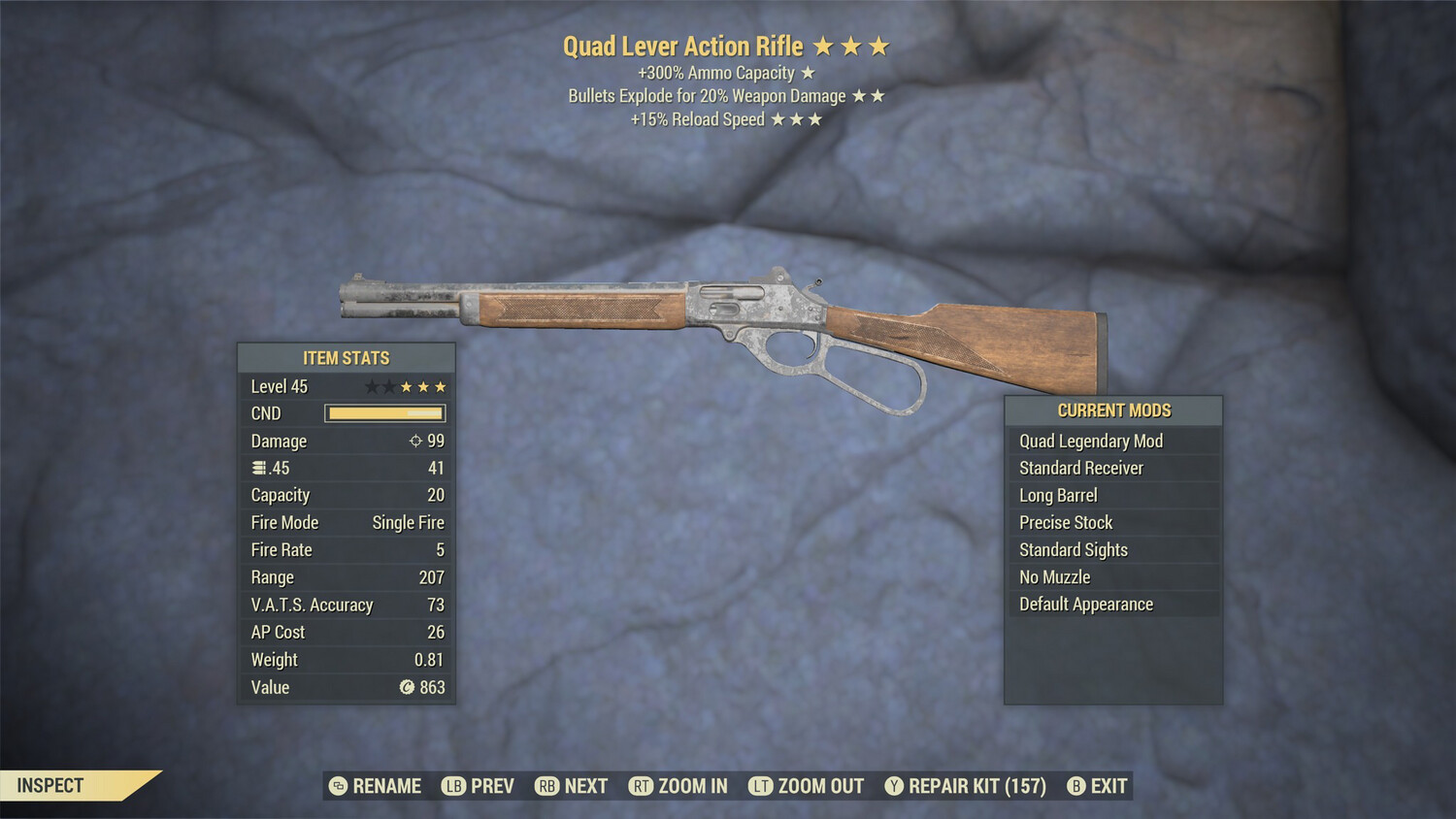 Quad Explosive 15r Lever Action Rifle