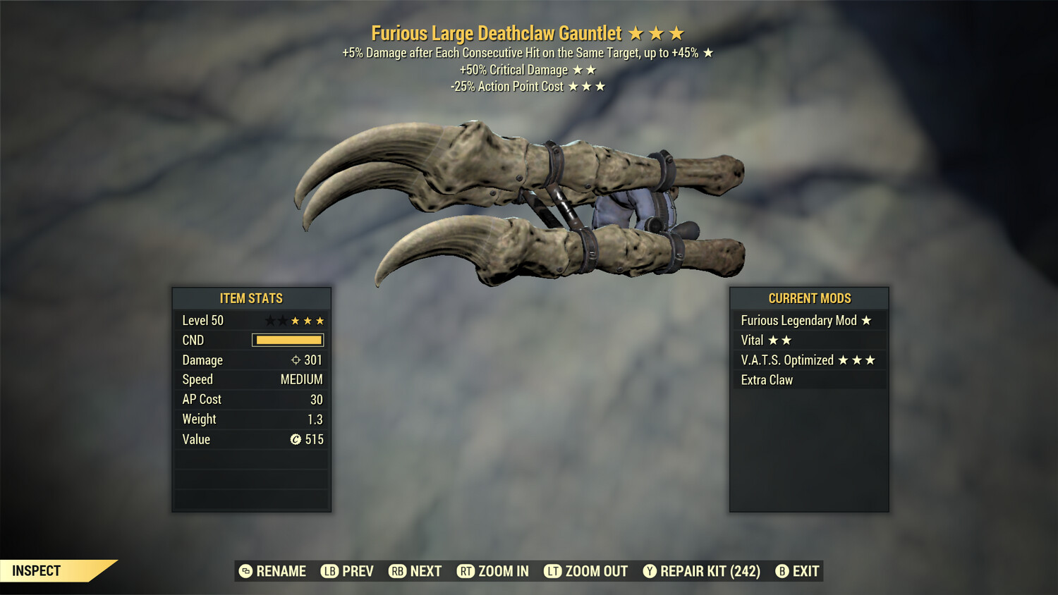 Furious 50/25 Deathclaw Gauntlet