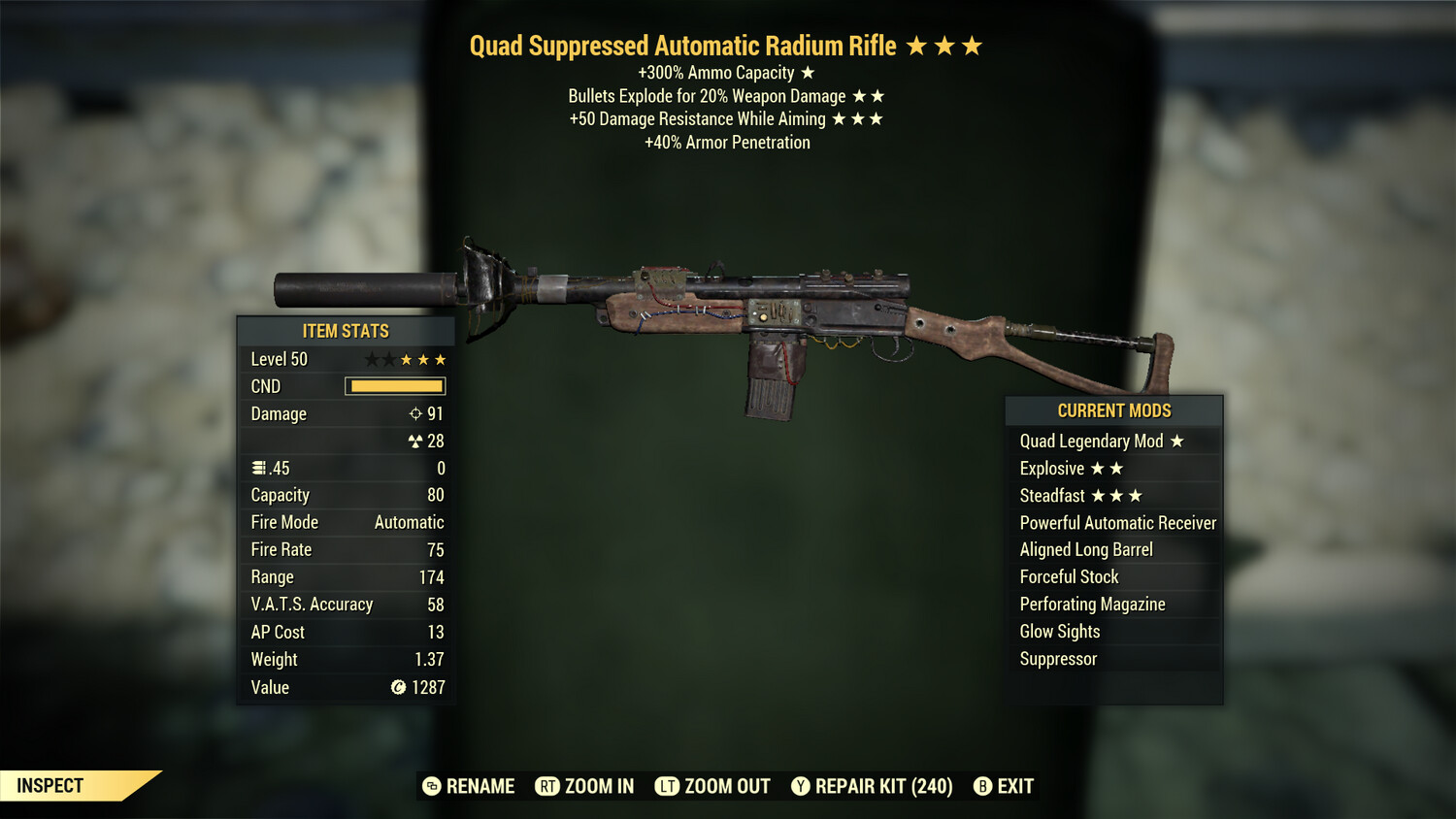 Quad Explosive 50 Radium Rifle