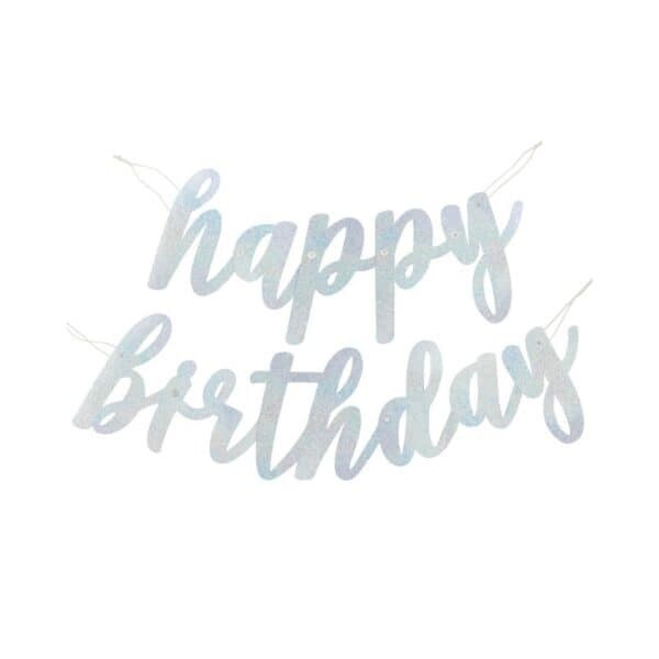 Silver Happy Birthday Script Banner