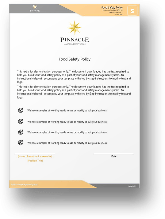 Food Safety Policy - Ready Made Template