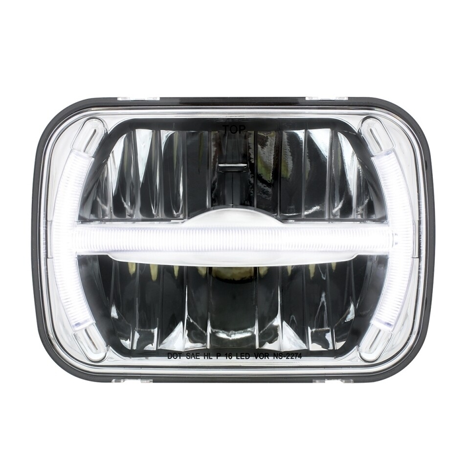 United Pacific 5" x 7" Rectangular 7 LED Headlight w/ 3 LED Position ...