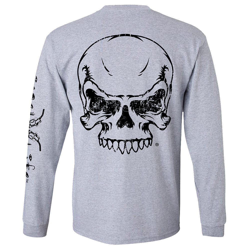 Diesel Life Full Skull Long Sleeve T-Shirt - Grey w/ Black | Shop for ...