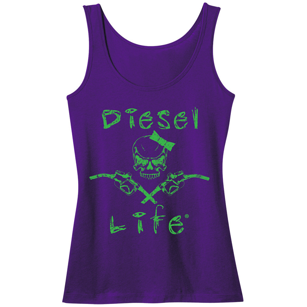 Diesel Life Ladies Skull & Pumps Tank - Purple w/ Green | Shop for ...